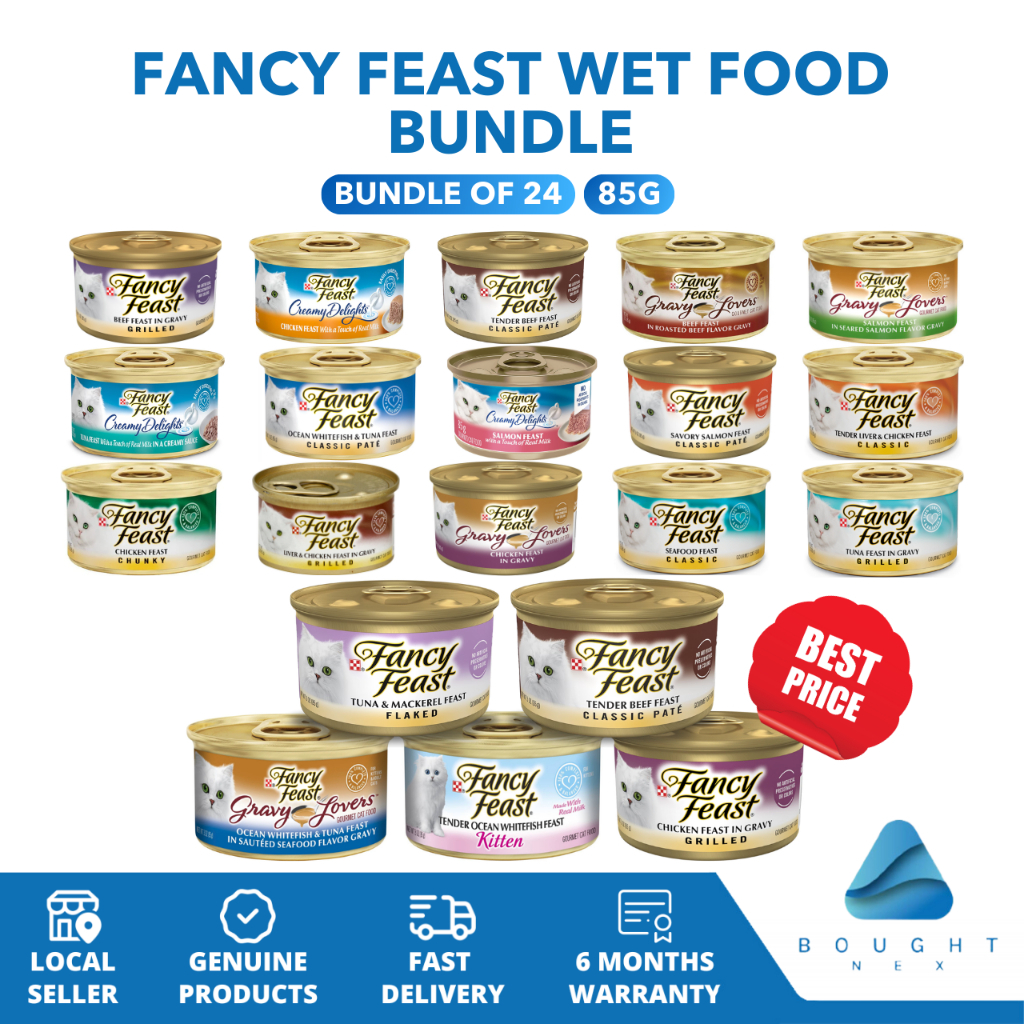 [Bundle of 24] Fancy Feast Wet Food – 85g, Chunky Classic, Gravy Kitten ...