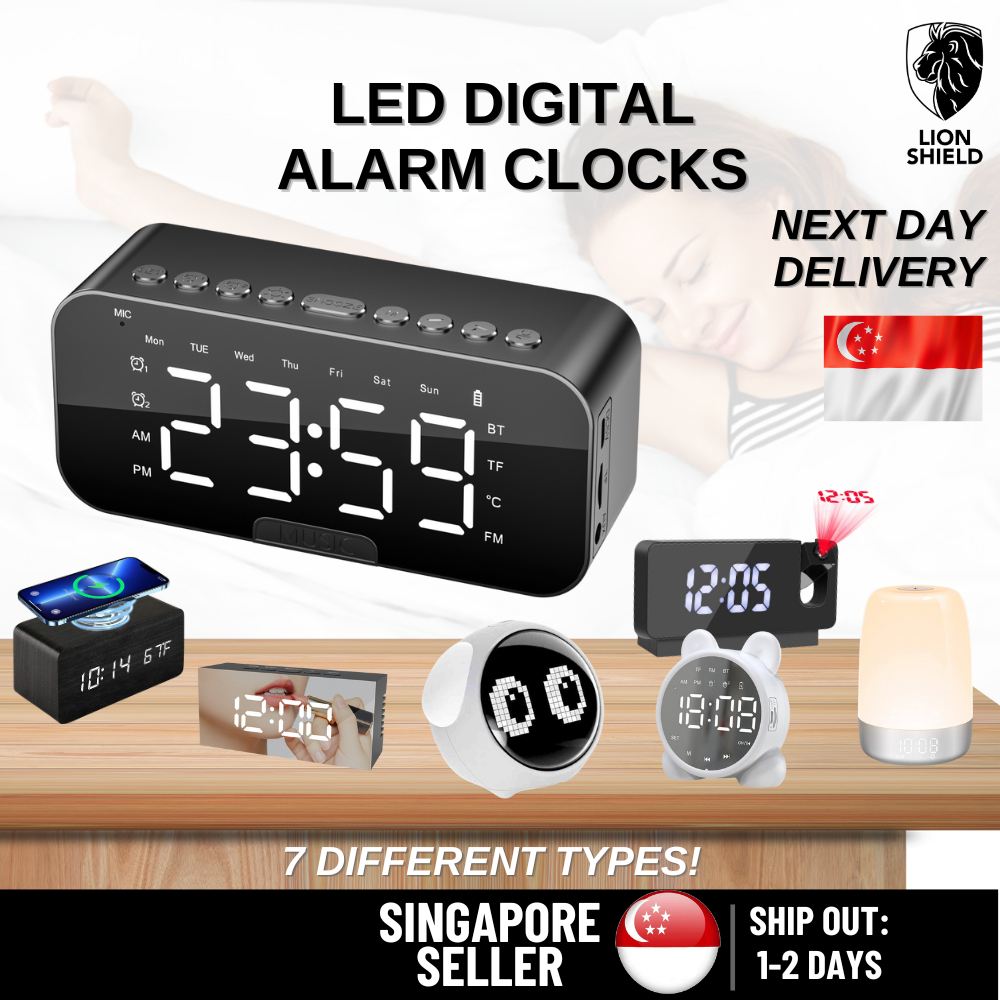 (SG) LED Digital Alarm Clock with Night Light, Emoji, Cute Ringtones ...