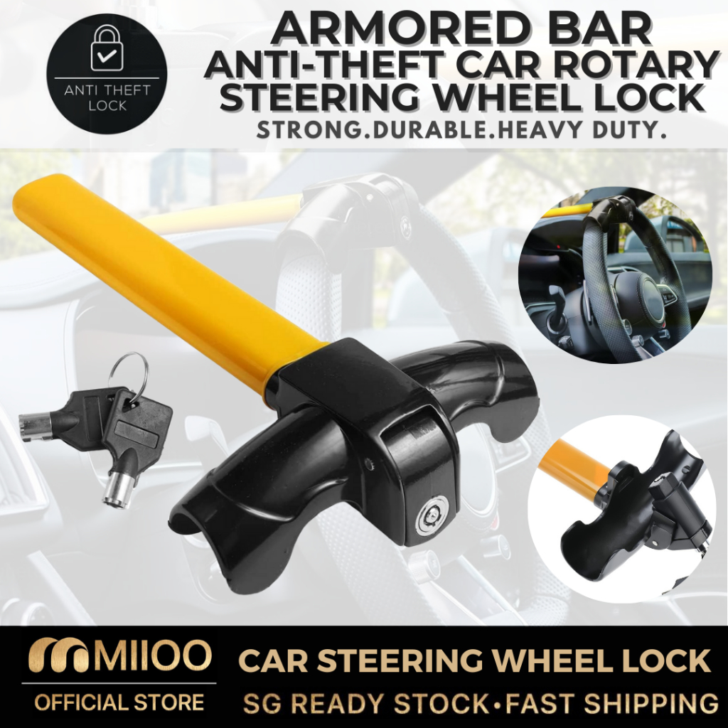 Armored Bar:Universal Anti-Theft Steering Wheel Lock Car Security Wheel ...