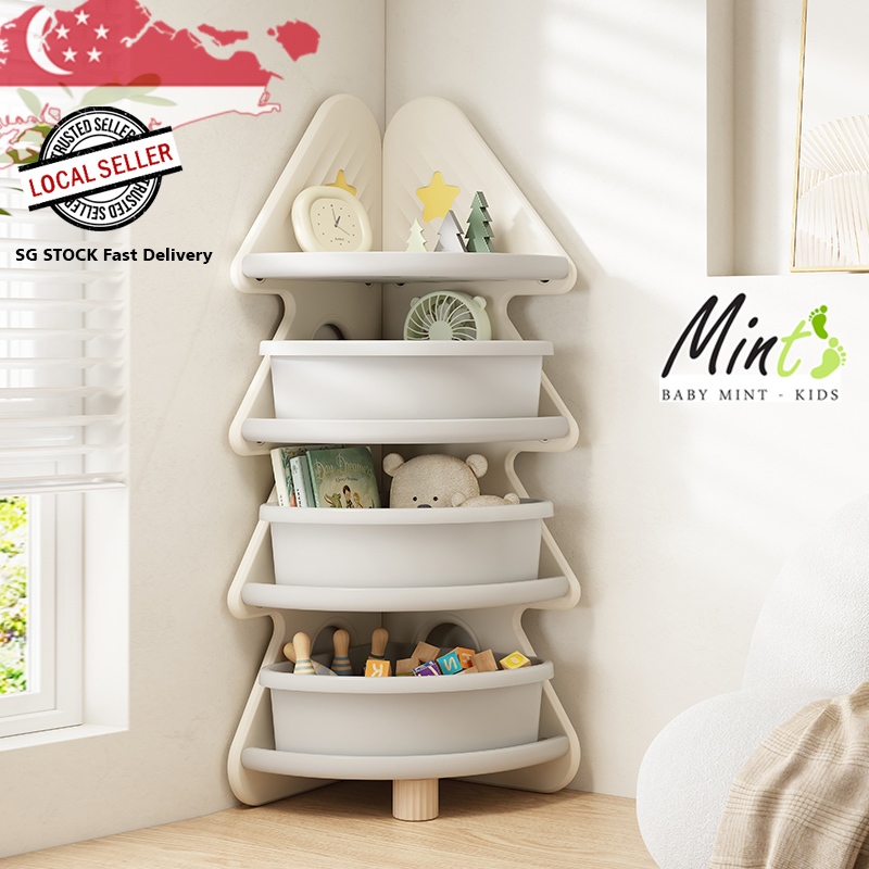 SG Seller - Christmas tree shaped corner storage shelf kids furniture ...