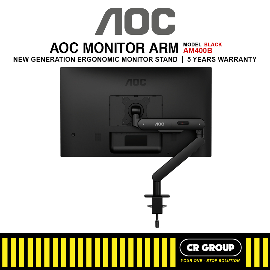 AOC AM400B - C-Clamp & Grommet Desk-Mount Single Monitor Arm (5Yrs AOC ...