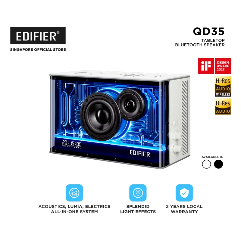 Edifier QD35 White Tabletop Bluetooth Speaker With 35W Gan Charging ...