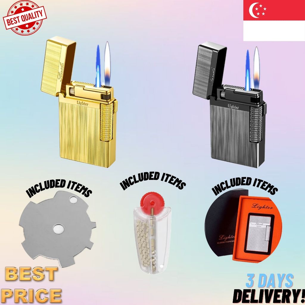 🔥SG Ready Stocks🔥 Deluxe Double Flame Cling Lighter / Metalic / Side ...