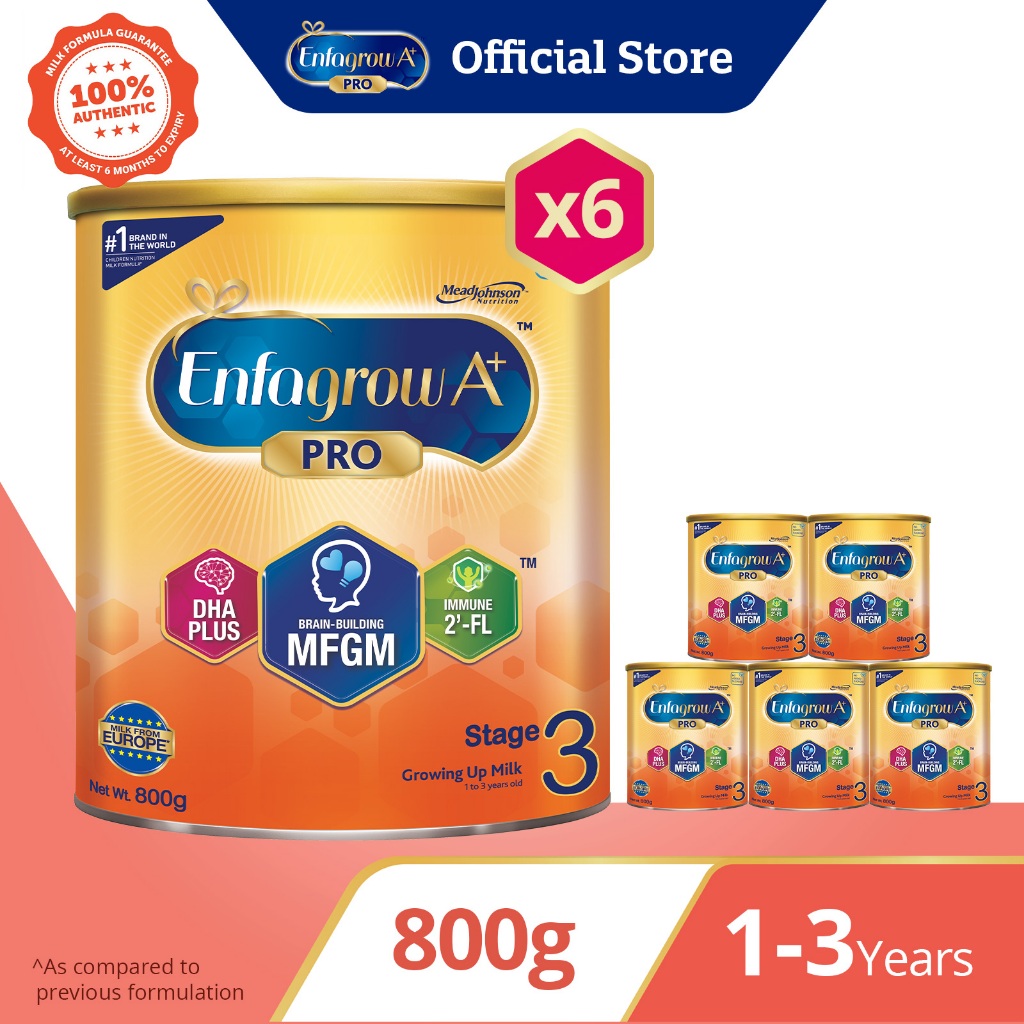 [Bundle of 6] Enfagrow Pro A+ Stage 3 Milk Powder Formula for Children DHA+ (1-3Y) 800g | Shopee ...