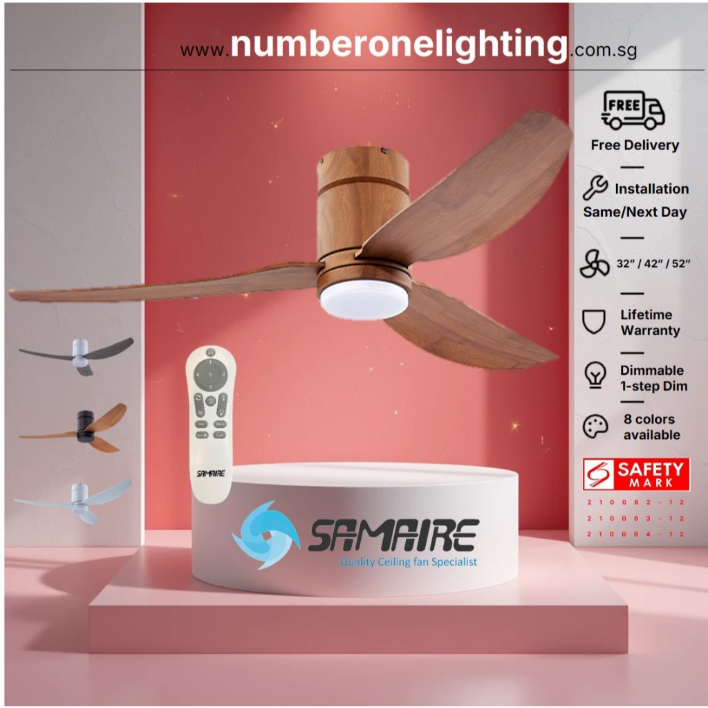 Samaire ceiling fan| Hugger, 32" / 42" / 52", dimmable Osram LED ...