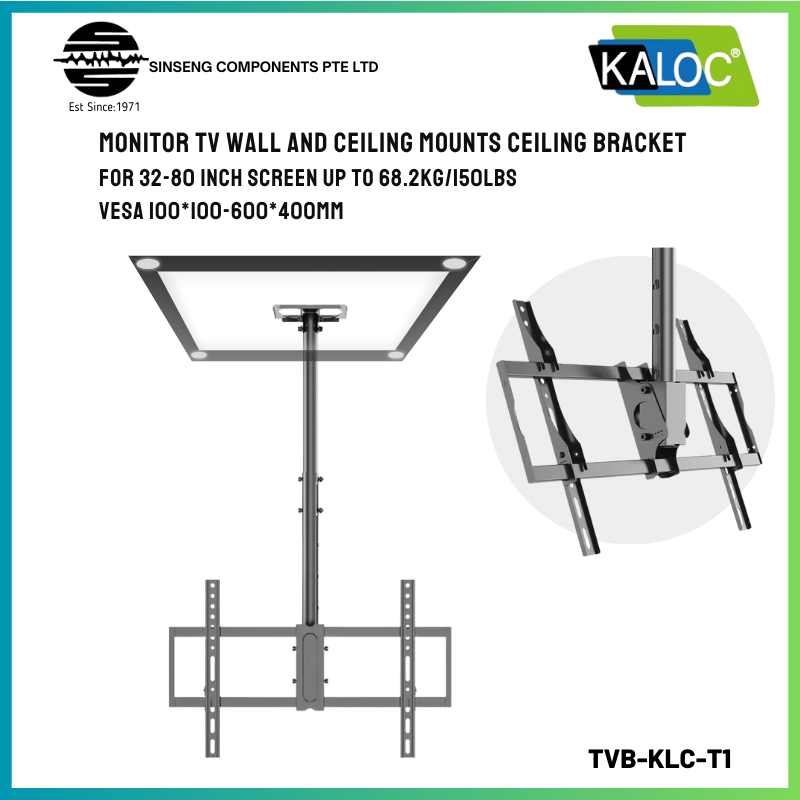 Kaloc T1 32'' to 80'' Monitor Wall Ceiling Mount VESA Adjustable ...