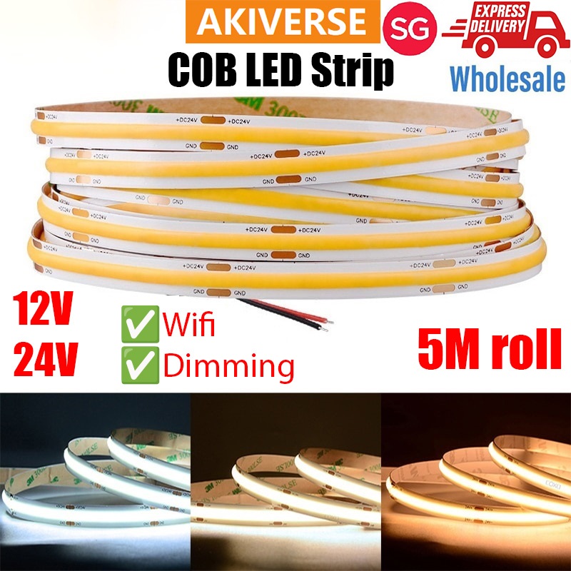 COB LED strip light 2835 5m roll home cove wardrobe light ambient light ...