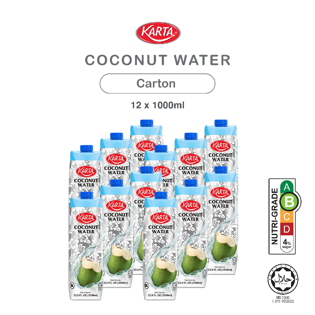 KARTA Fresh Coconut Water 1L x 12 TetraPack (Exp. Date 16/11/2024) HALAL | Shopee Singapore