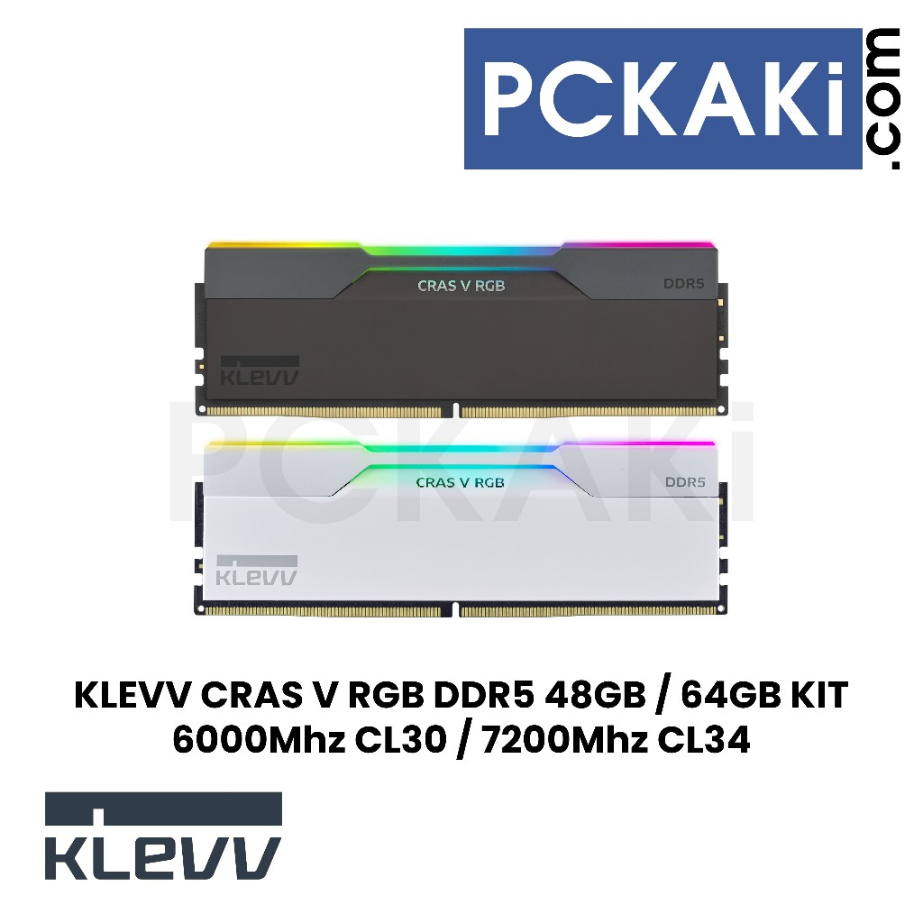 KLEVV CRAS V RGB DDR5 6000 6400 7200 MHZ 32GB 48GB 64GB KIT CL28 CL30 ...