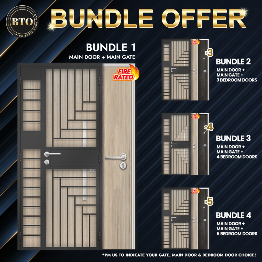 [Custom Bundle] Fire Rated Main Door + Mild Steel Main Gate (A-Series ...