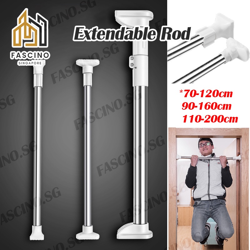 【SG】Extendable Rod Adjustable Spring Tension Curtain Rod Shower Curtain ...