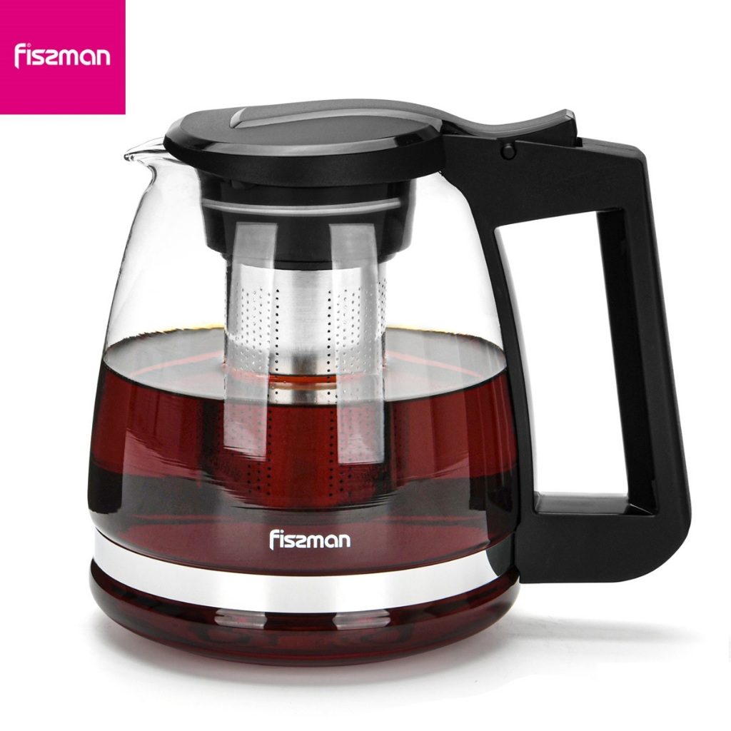 Fissman 1600ml, 2000ml Teapot Jug with Filter, Stainer, Heat Resistant ...
