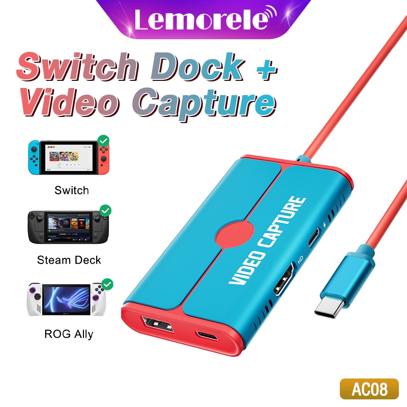 Lemorele Video Capture Card Nintendo Switch Dock Usb C Game Capture ...