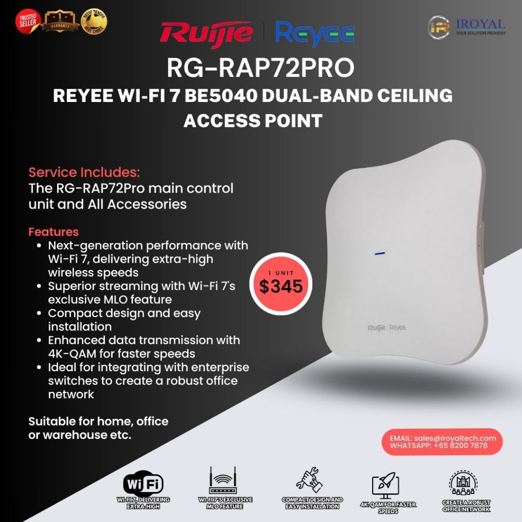 RG-RAP72Pro, Reyee Wi-Fi 7 BE5040 Dual-Band Ceiling Access Point ...