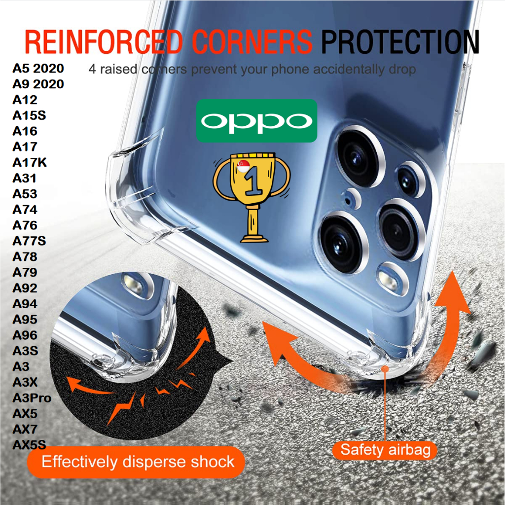 OPPO Shockproof back Casing Case A12 A15 A16 A17 A31 A53 A60 A74 A76 ...