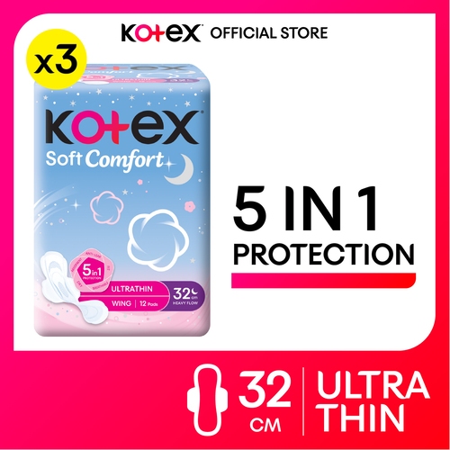 Bundle of 3 - Kotex Soft Comfort Ultrathin Wing Sanitary Pads - Heavy, 32cm, 14pcs | Shopee ...