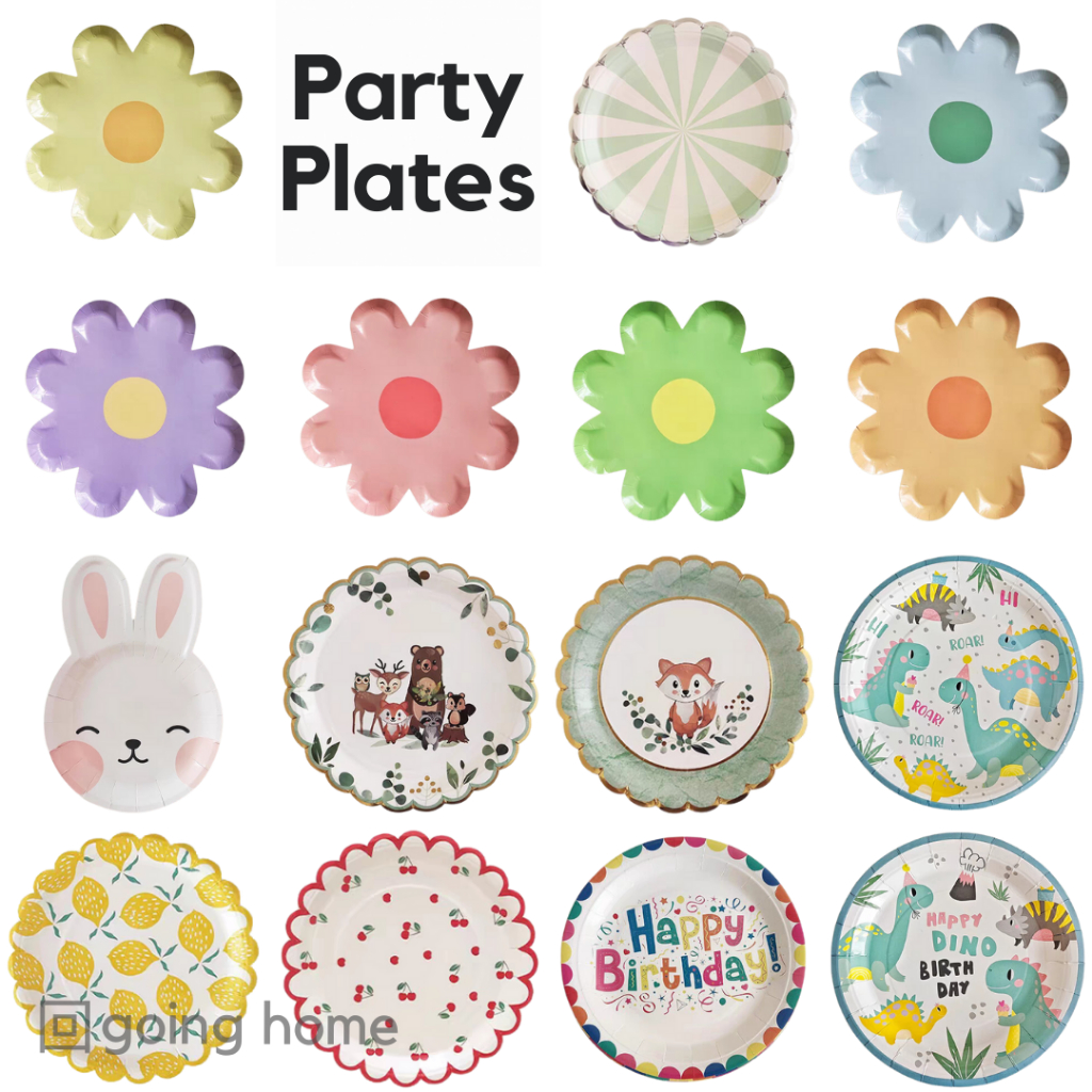 [SG Stock] (Set of 8/10) Cute Party Disposable Paper Plates Themed ...