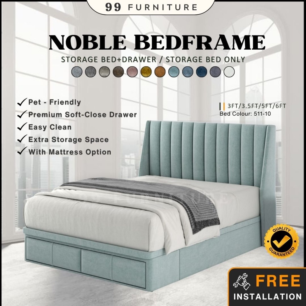 [𝗙𝗥𝗘𝗘 𝗜𝗡𝗦𝗧𝗔𝗟𝗟]99Furniture Noble storage bed with drawer/Depth Storage ...