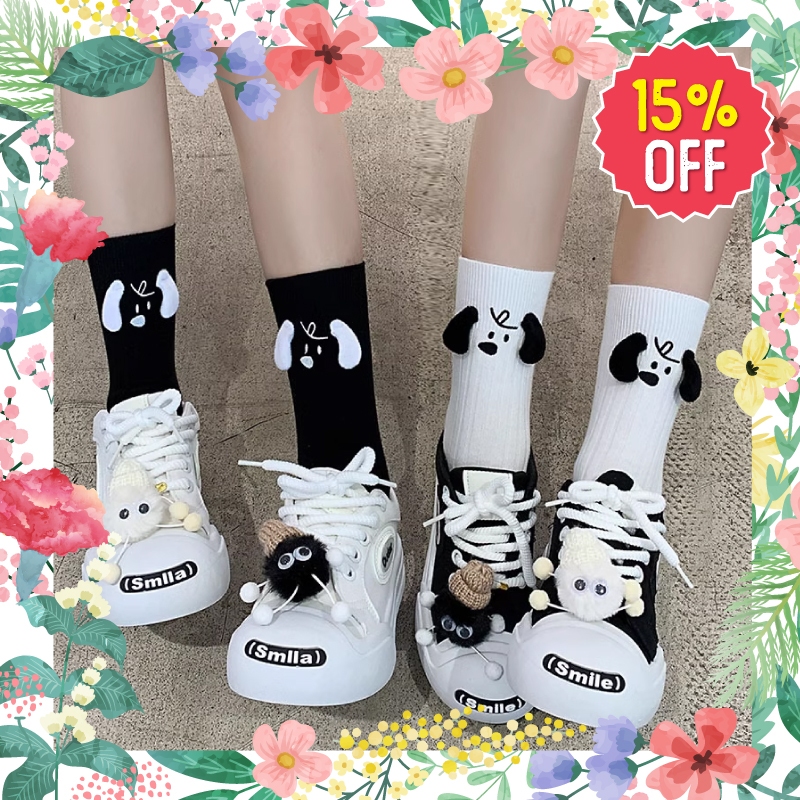 [🇸🇬SG Ready Stock] Unisex Swingy Dog Ears Mid Calf Sock | Shopee Singapore