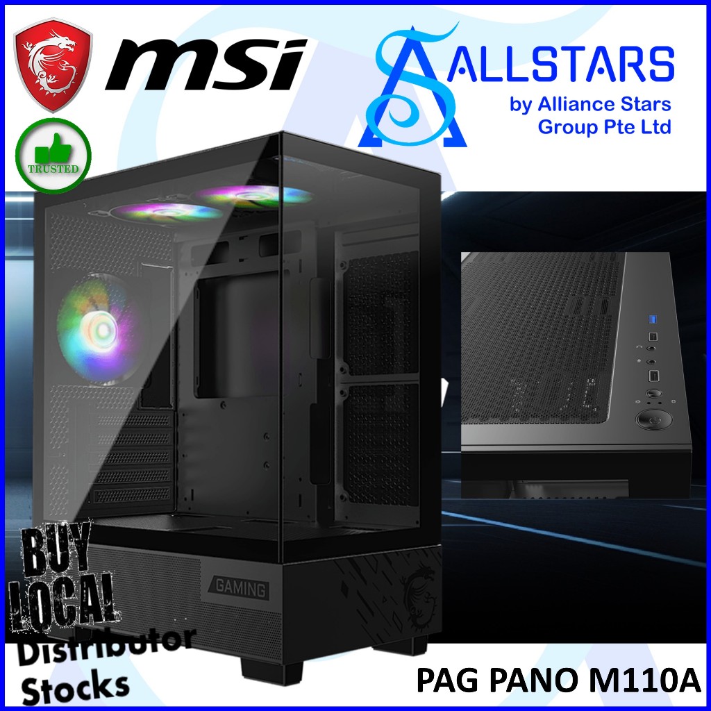 MSI PAG PANO M110A MATX Chassis (with 3x 120mm standalone RGB Fans, not ...