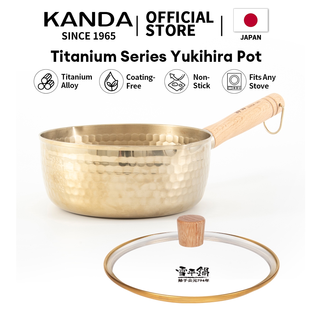Kanda Japan Titanium Yukihira Pot Non Stick Saucepan With Lid 18CM Milk Pot Non-Coating 雪平锅 ...