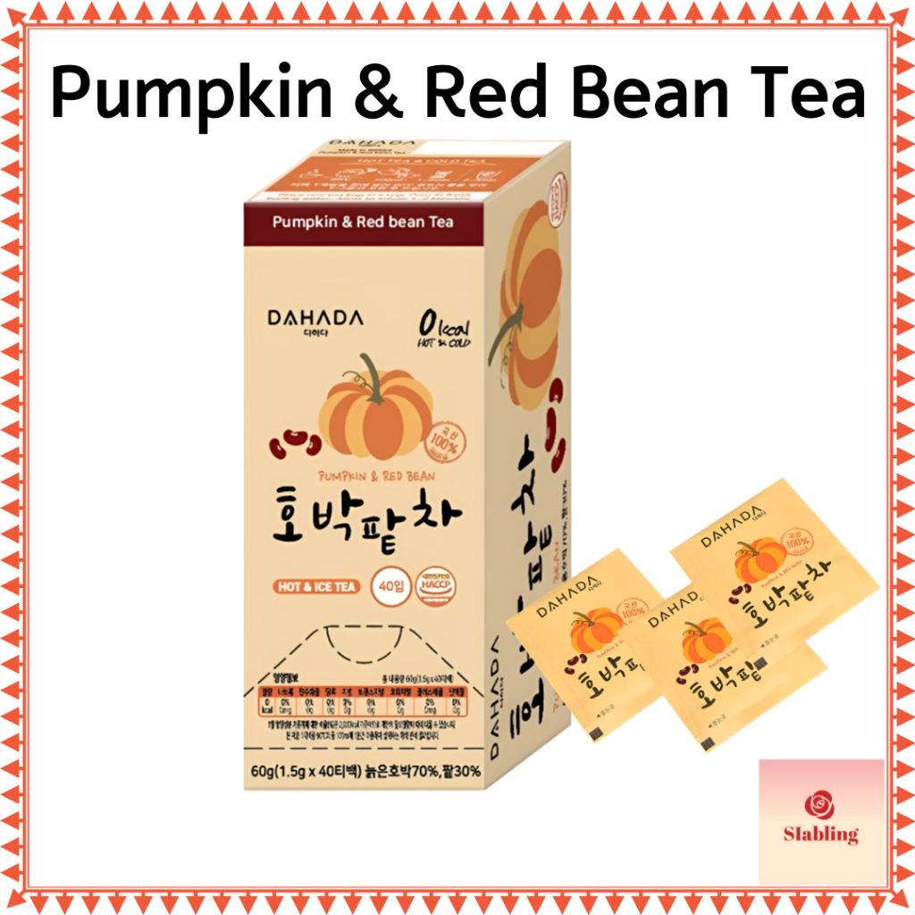 [DAHADA] Pumpkin & Red Bean Tea 60g (1.5g×40ea), 0Kcal | Shopee Singapore