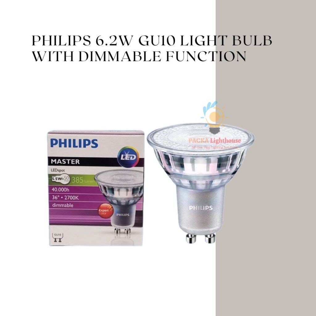 [SG Stock] PHILIPS 6.2W LED GU10 Light Bulb With Dimmable function ...