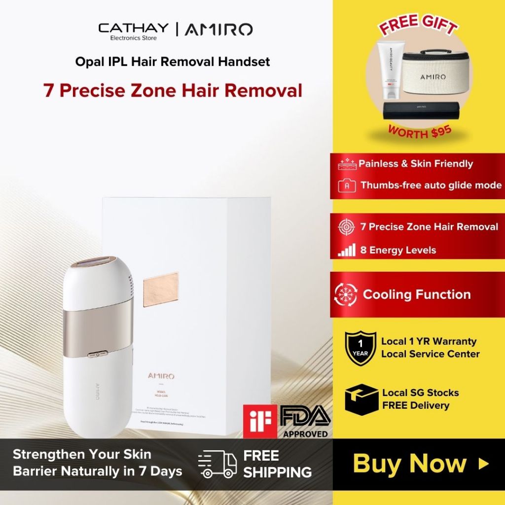 [SG Ready Stock] AMIRO Opal IPL Hair Removal Handset with 7 Precise Zone Hair Removal, Cooling ...