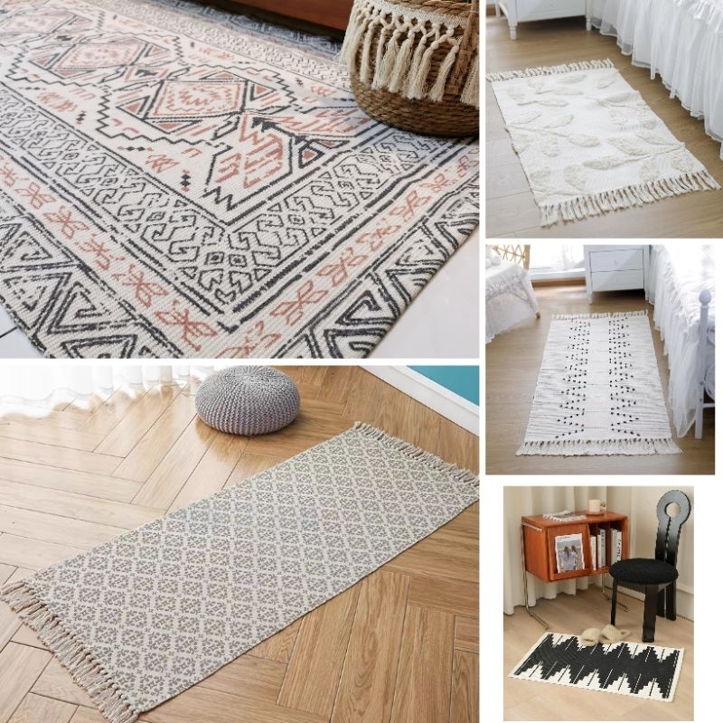 DaVee | Nordic style cotton mat Tassel Carpet living room mat Entrance ...