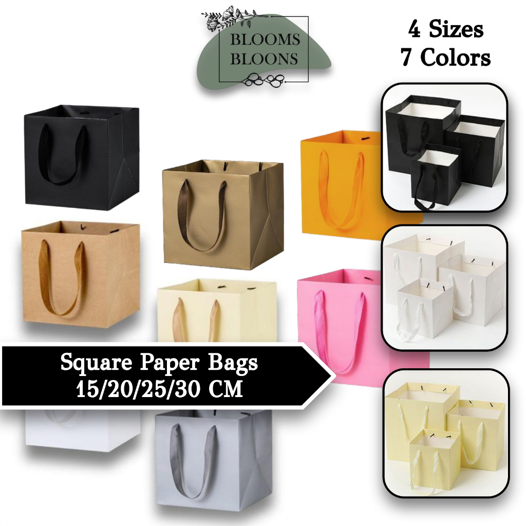 [SG] 10pcs/Pack Square Paper Gift Bags With Handle Kraft Bag | Shopee ...
