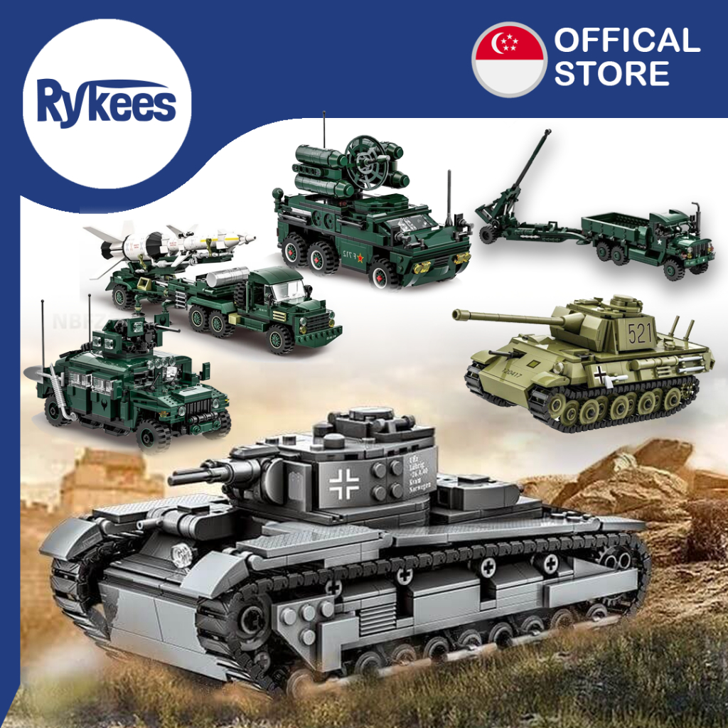 RYKEES Bricks Lego Compatible Army War Tanks Artillery | Shopee Singapore