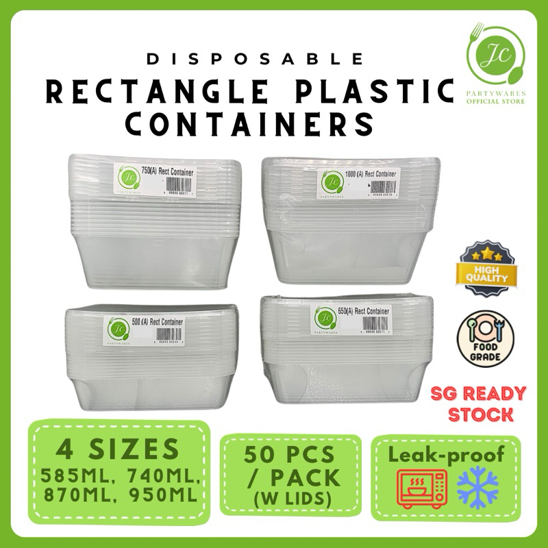 SG READY STOCK- 50pcs High Quality Disposable Rectangular Plastic Food ...