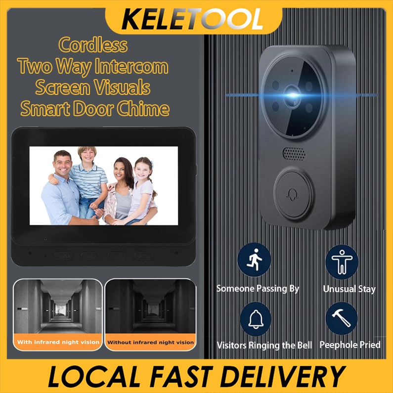 Wireless Doorbell Camera Intercom Door Ring Two-Way Speaking Video Long ...