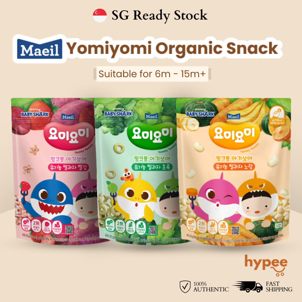 [SG Stock] Maeil Yommy Yommy Pinkfong Babyshark Organic Snack 25g (Red ...