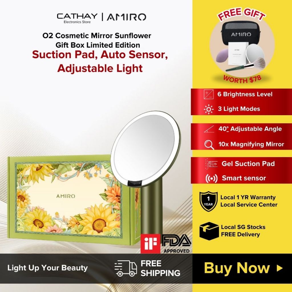 [SG Ready Stock] AMIRO O2 Cosmetic Mirror Sunflower Gift Box Limited ...