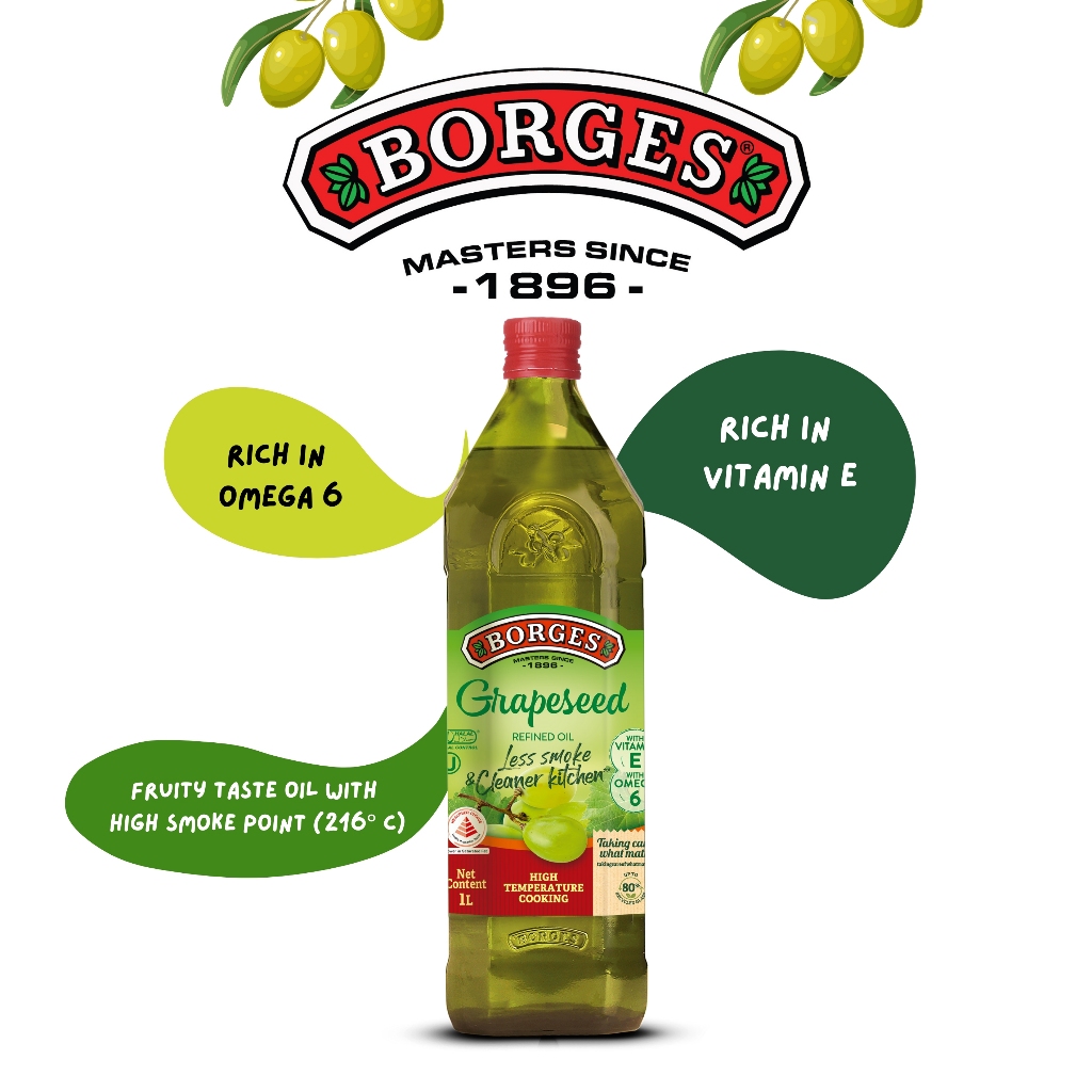 Borges Grapeseed Cooking Oil - 1L [Spain] (Halal) | Shopee Singapore
