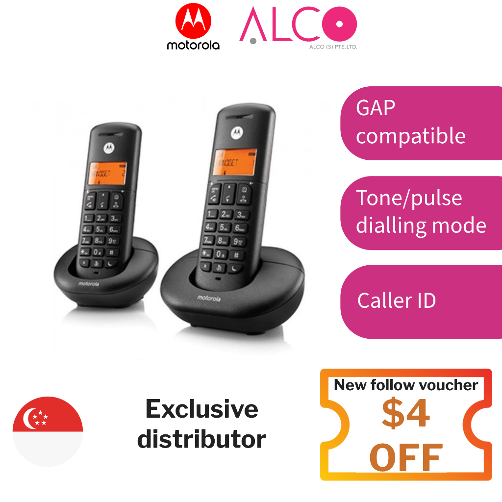 Motorola E202 Dect Phone Twin Handset, Cordless Phone | Shopee Singapore