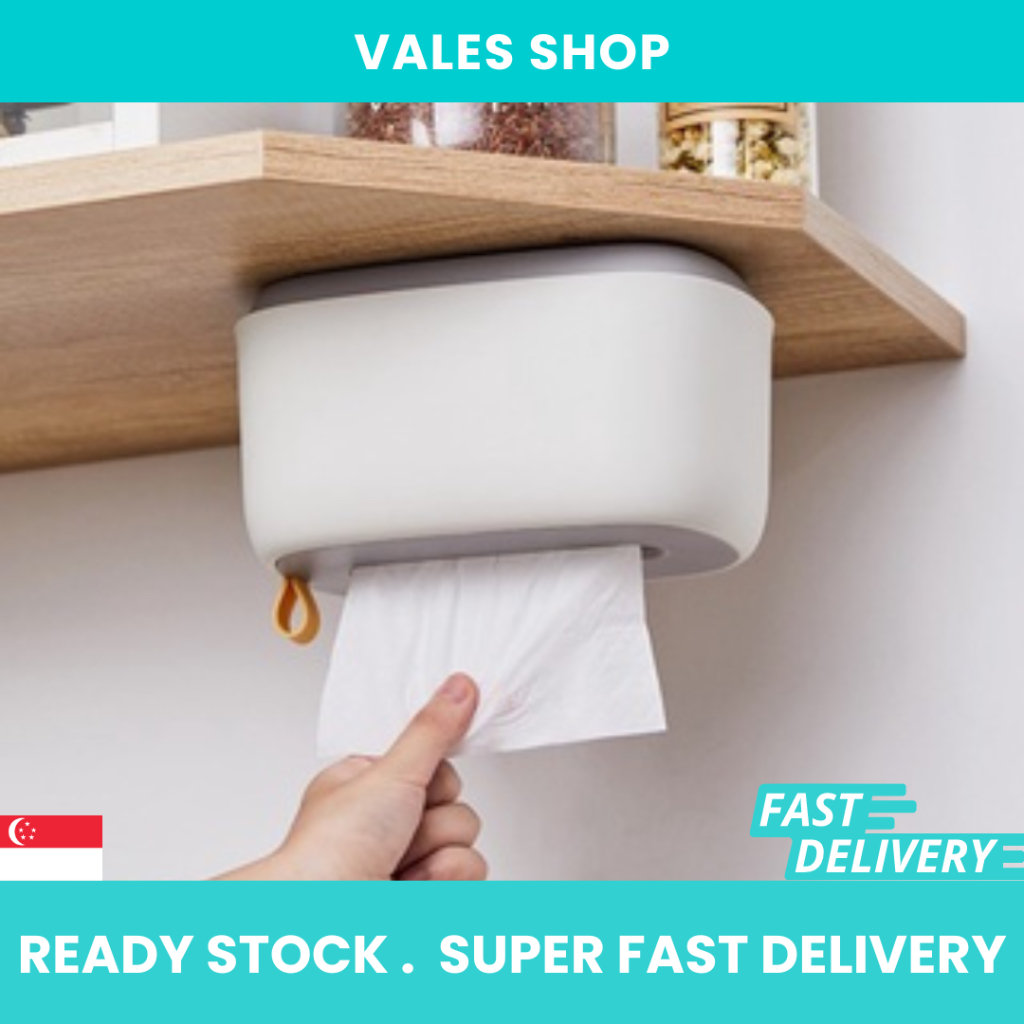 Tissue box holder with spring load, clip for wall mount | Shopee Singapore