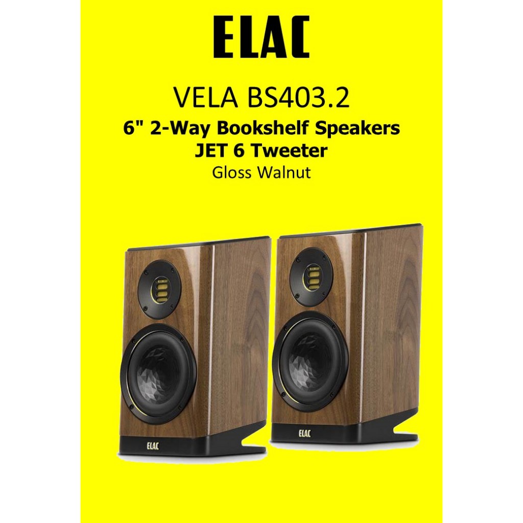 ELAC Vela BS403.2 Bookshelf Speakers with JET 6 Tweeter (WALNUT) | Shopee Singapore