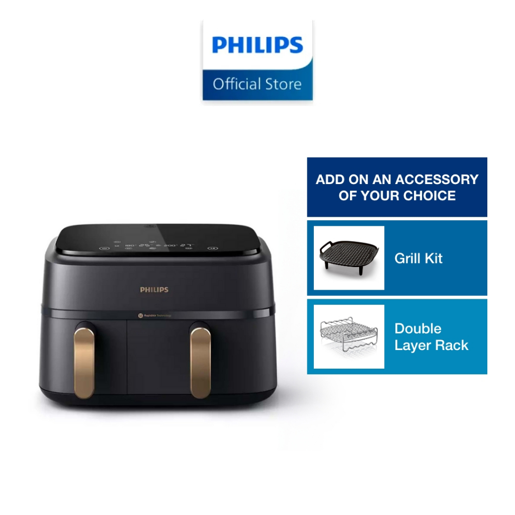 Philips NA352/00 | Dual Basket Airfryer | 9L | RapidAir Plus - Faster ...
