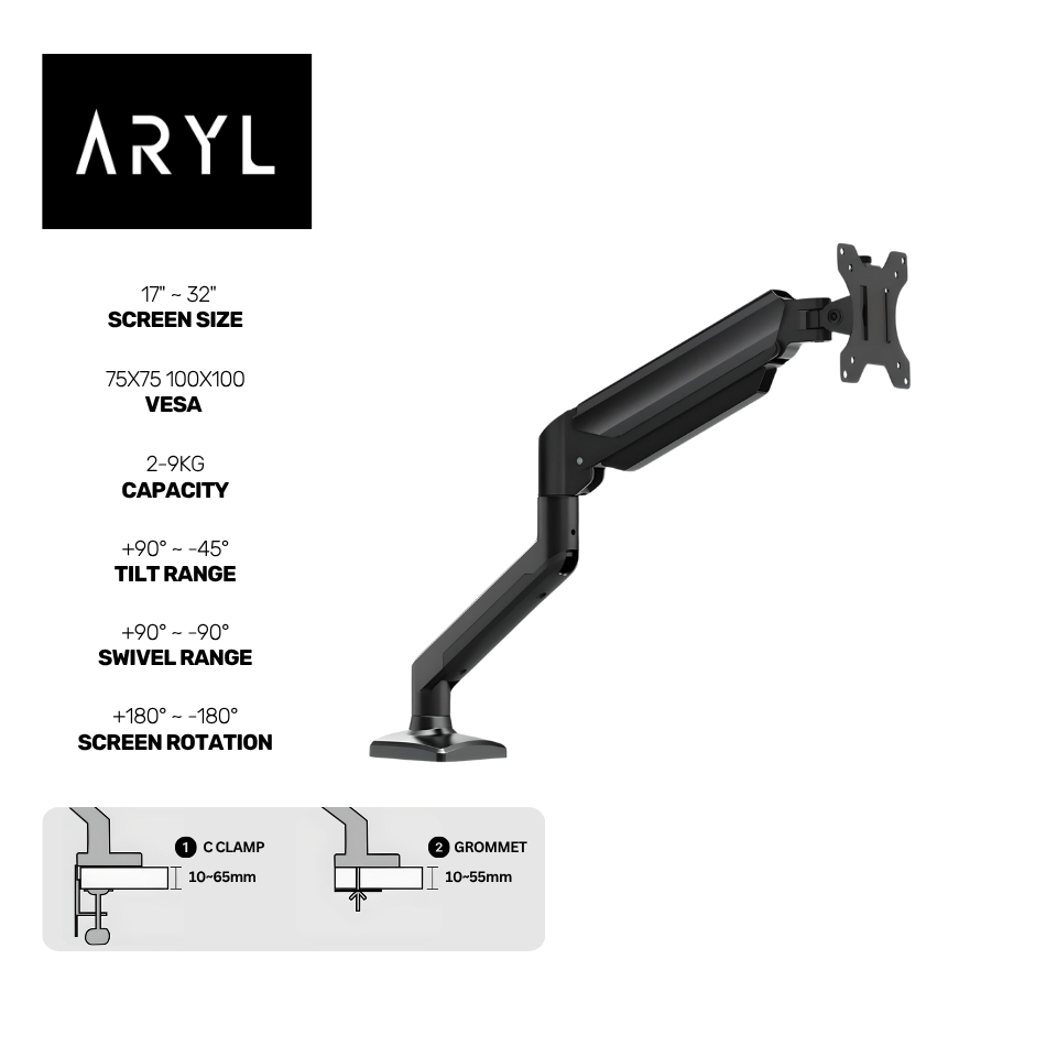 the Aryl™ Gas Spring Single Monitor Arm | Shopee Singapore