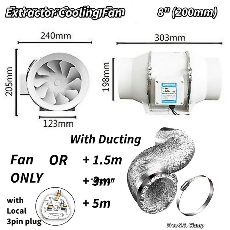 Exhaust Fan Kitchen Ventilation Fan 6 inch steel Extractor Fan with ...