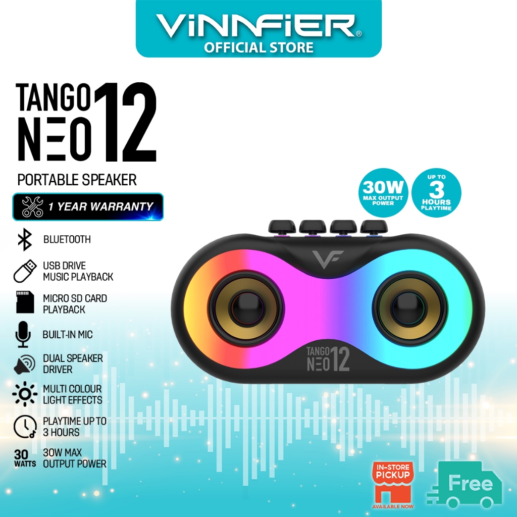 Vinnfier Tango Neo 12 Bluetooth Portable Speaker Multi-color Light ...