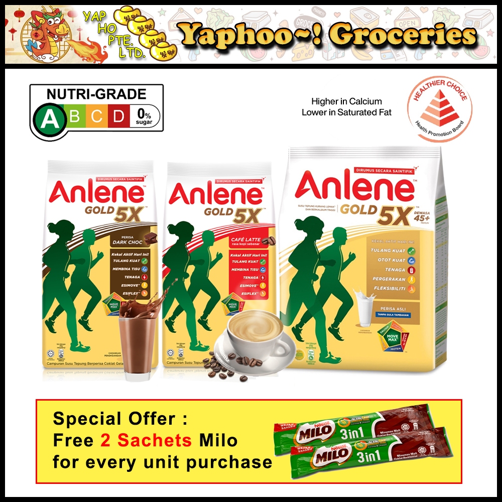 Authentic Anlene Gold 5X Plain Milk Powder 1kg 950g Original Latte Dark Chocalate 550g SG Ready ...