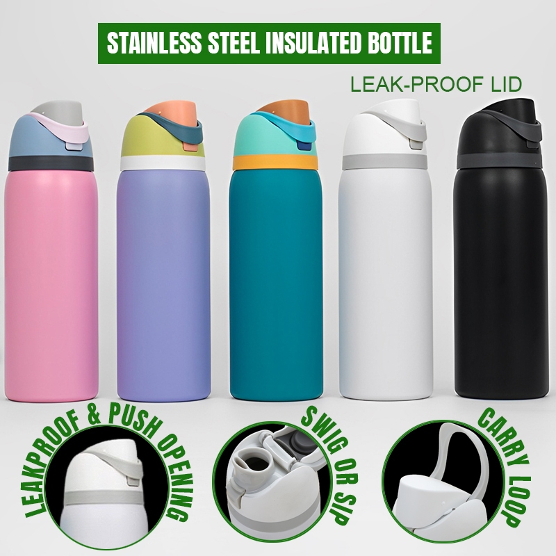 SGseler Insulated Stainless Steel Bottle with Locking Push Button Lid ...