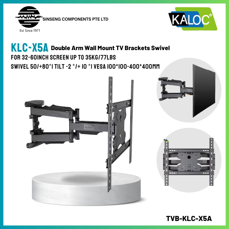 Kaloc X5A 32-60 inch Double Arm Wall Mount TV Brackets Swivel (Load ...