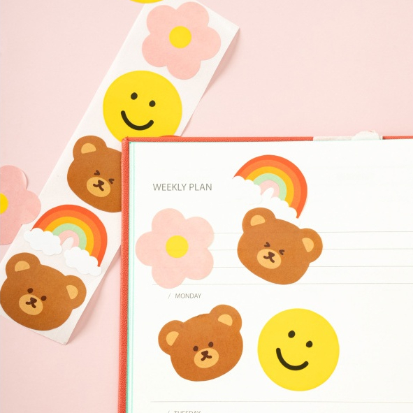 [KOREA DAISO] Roll Type Stickers - Happy (150 stickers in 1 roll ...