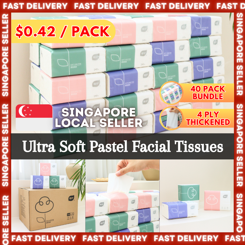 Ultra-Soft Natural Wood Pulp 4 Ply Facial Tissue Paper 240 Sheets Per ...