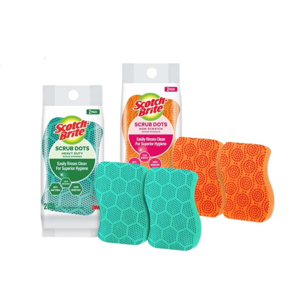 3M Scotch-Brite Scrub Dots Sponges Non-Scratch/Heavy Duty (2pcs/pk ...