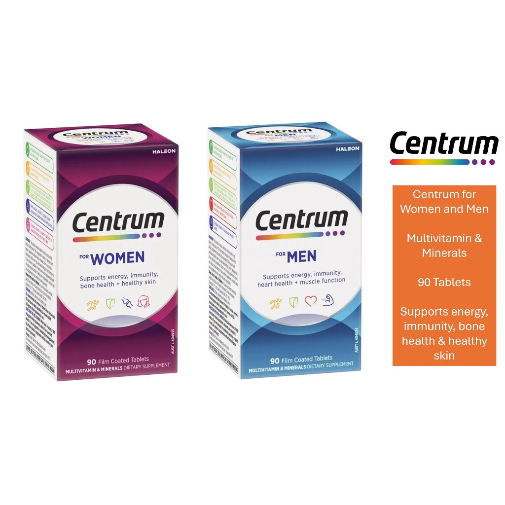 Centrum for Women and Men 90 Tablets Film Coated Multivitamins and ...